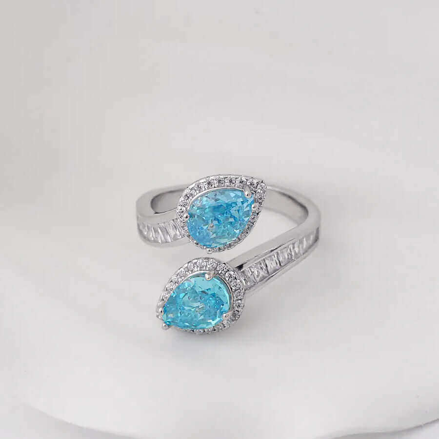 Drop Cut Sky Blue Stone Ring in 925 Sterling Silver - Elegance ...