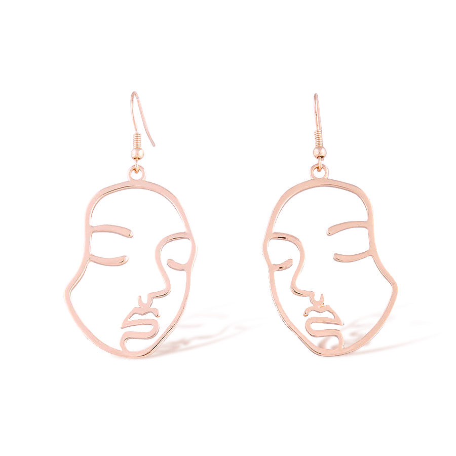 Abstract Face Dangle Earrings in Silver Exclusive Jewelry – JewelsForWomen