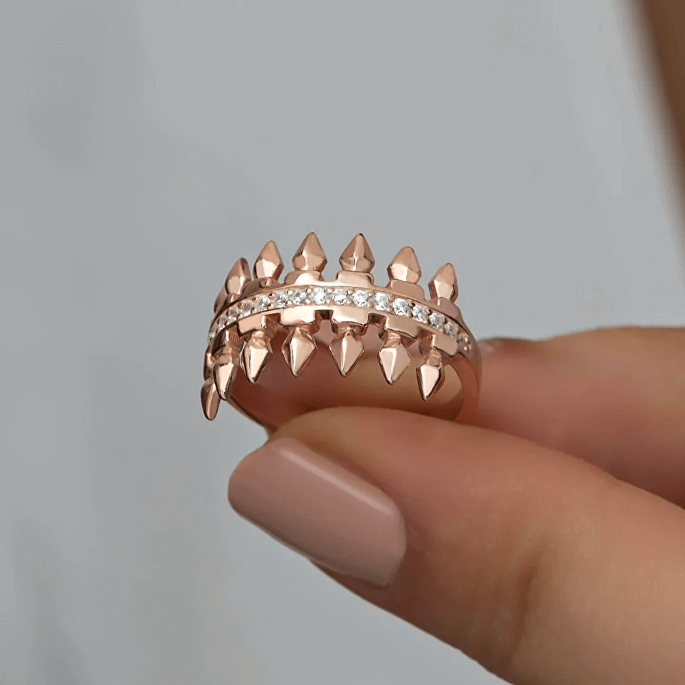 Spike Ring with Pave Zircon Trendy Silver Jewelry - Edgy Style ...