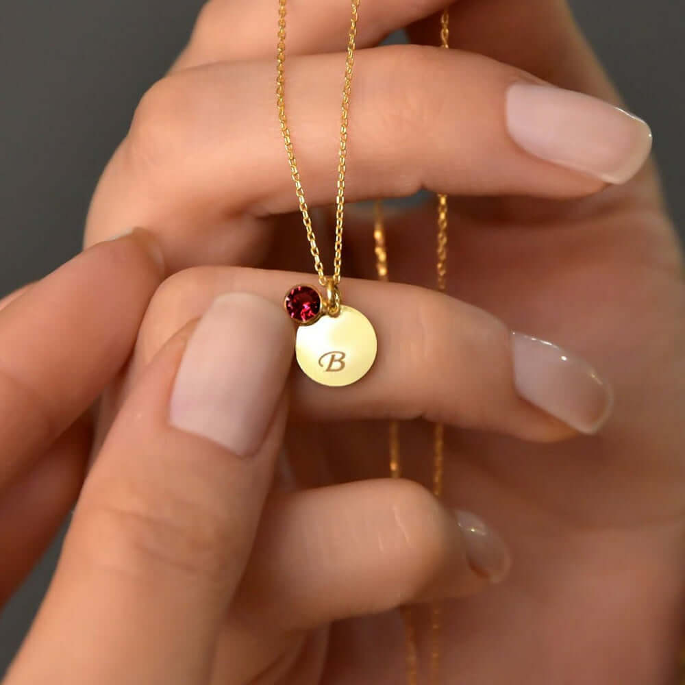 Birthstone Personalized Initial Letter Silver Chain Necklace | JFW ...