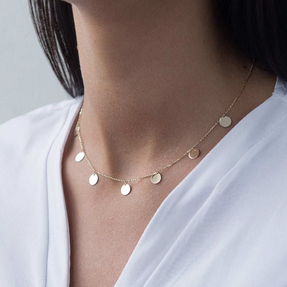 Small Coins Initial Necklace Engraved Charm Jewelry Gift for Her | JFW ...