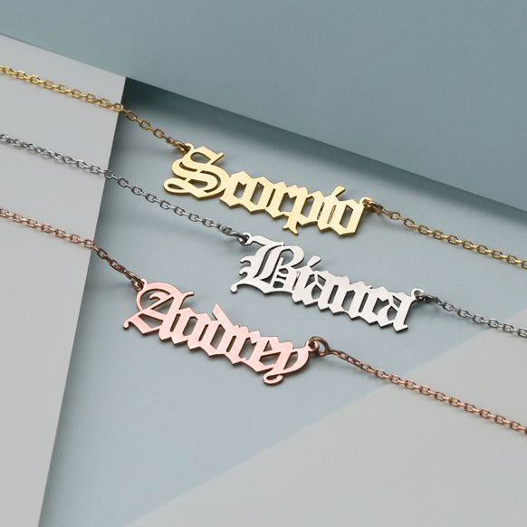 Name Choker Necklace for Women Custom Gothic Initials Pendant | JFW ...