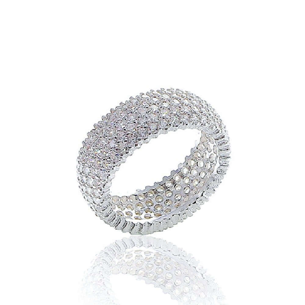 Five Rows Brilliant-Cut White Zircon Silver Band Ring | JFW – J F W